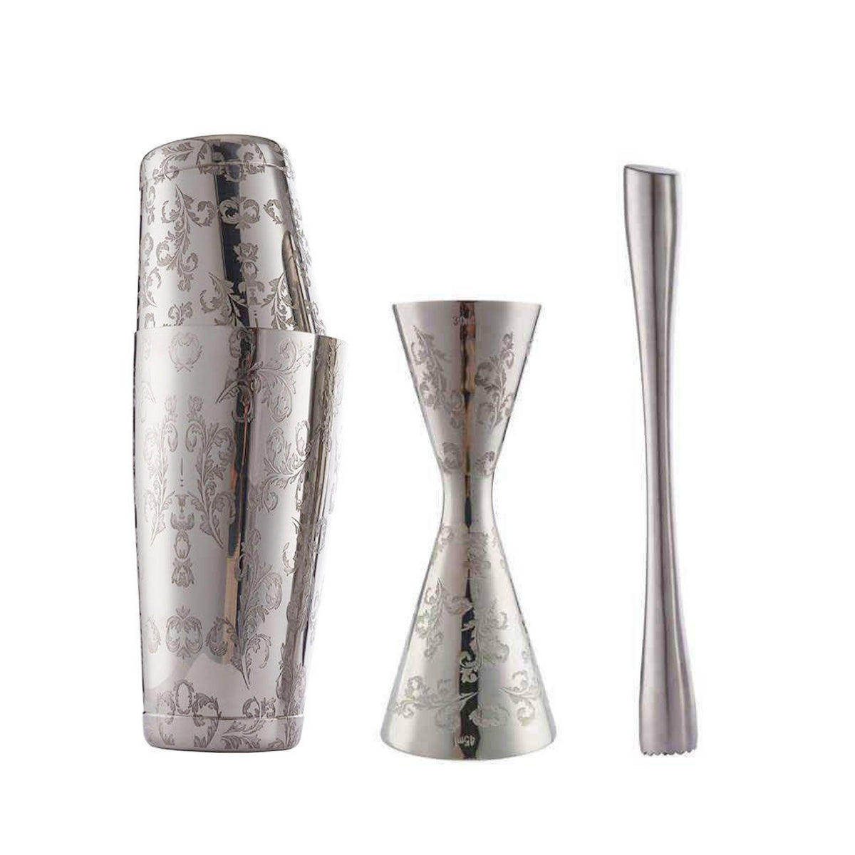 Kit Coctelería Vintage Plata (3 pzas) – Pineapple Tools